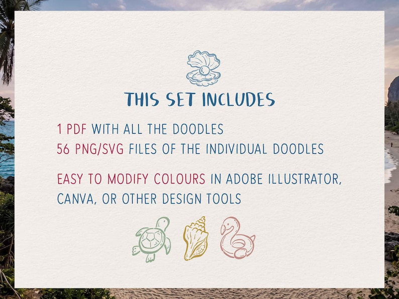 Hand-drawn Beach Day Clipart Doodle Collection (PDF/PNG/SVG) - Etsy