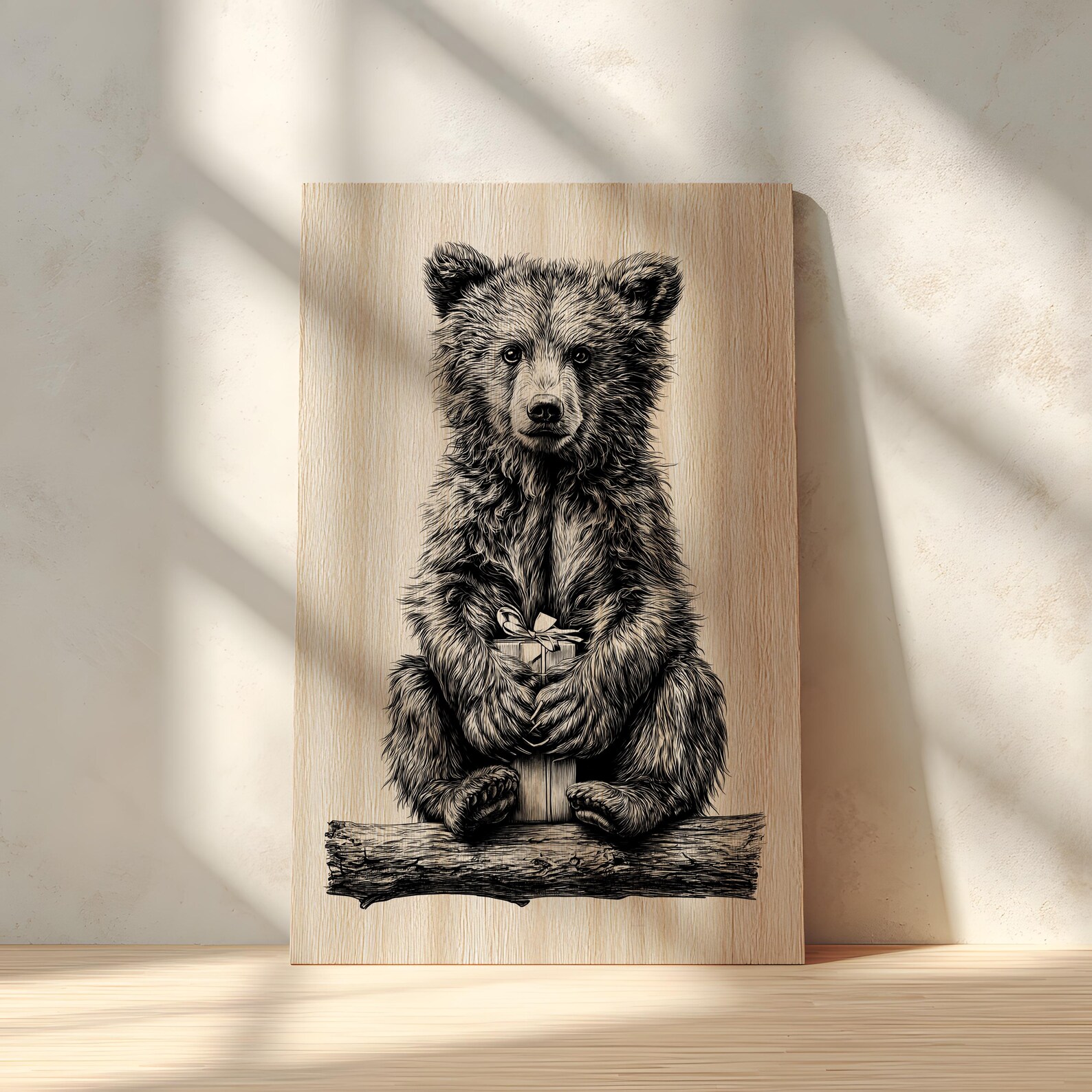 Bear Engraving PNG File | Teddy Bear Laser Art | Rustic Wildlife ...