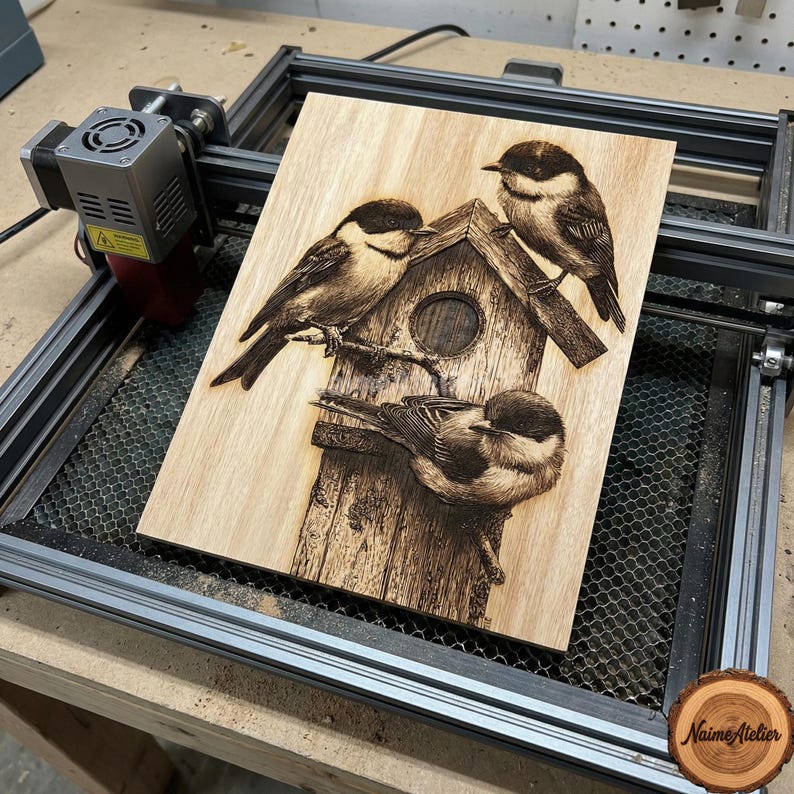 Bird Family Birdhouse Engraving PNG | Rustic Woodland Bird Design ...
