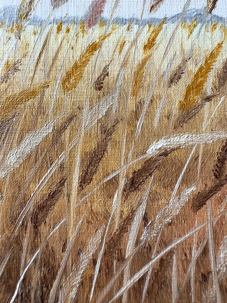 Golden Wheat Field Framed Oil Painting, Neutral Rustic Farmhouse Wall ...