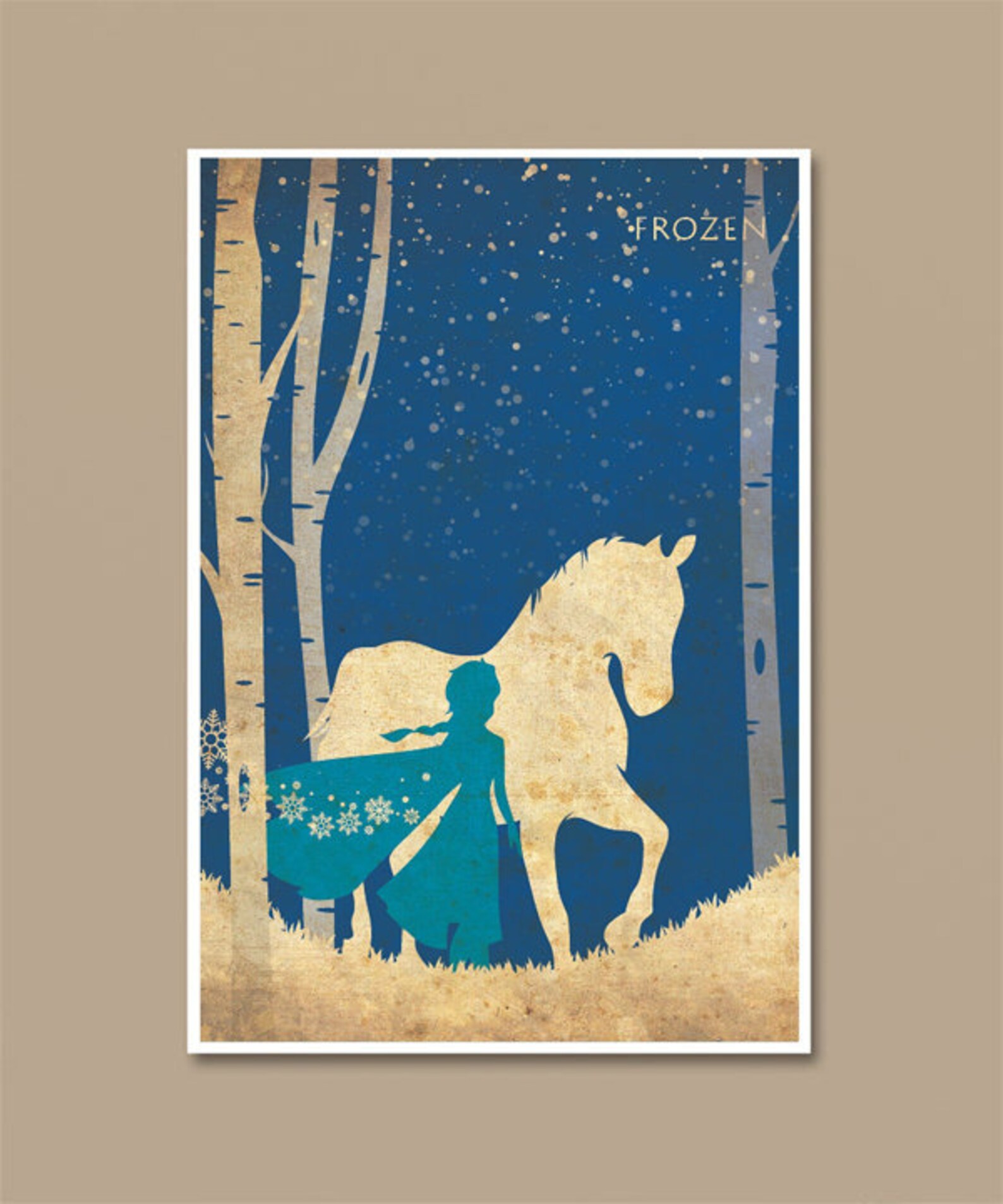 Frozen Vintage Minimalist Poster Pixar Movie Poster Print Etsy