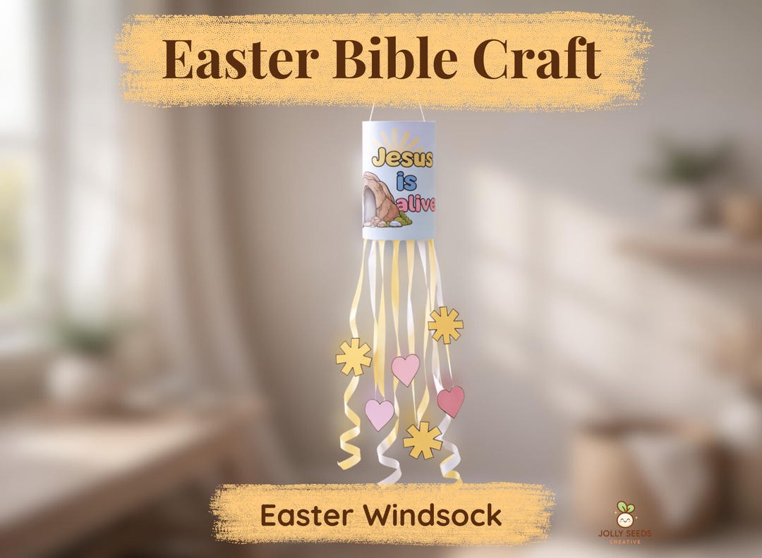 Jesus is Alive Empty Tomb Windsock Easter Kids Craft Template (digital ...