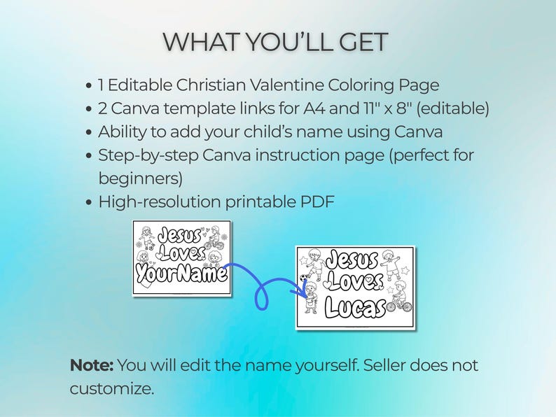 Editable Christian Valentine Coloring Page for Boys | Canva Template ...