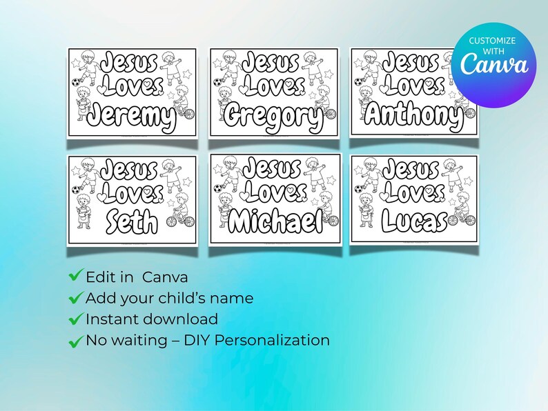 Editable Christian Valentine Coloring Page for Boys | Canva Template ...