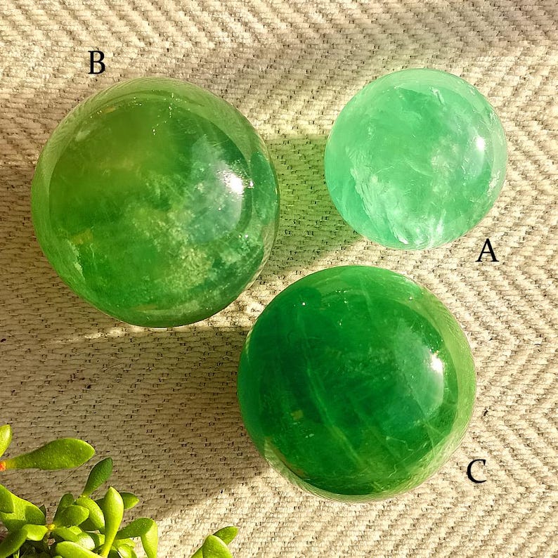 AAA+ Green Fluorite Spheres – Natural Crystal Balls, Home Decor ...