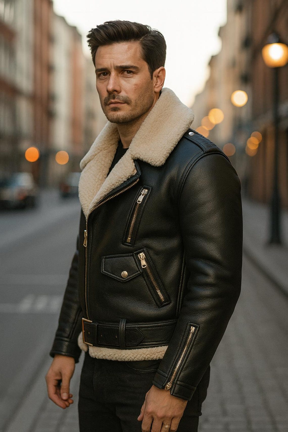 Leather Shearling Jacket| Aviator Jacket - Etsy