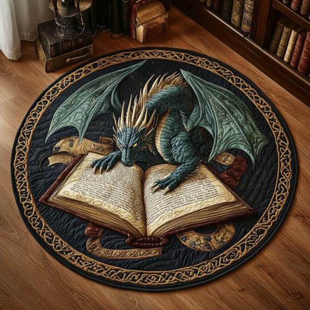 Dragon Round Rug Mat, Fantasy Book Art, Gothic Decorative Floor Mat - Etsy