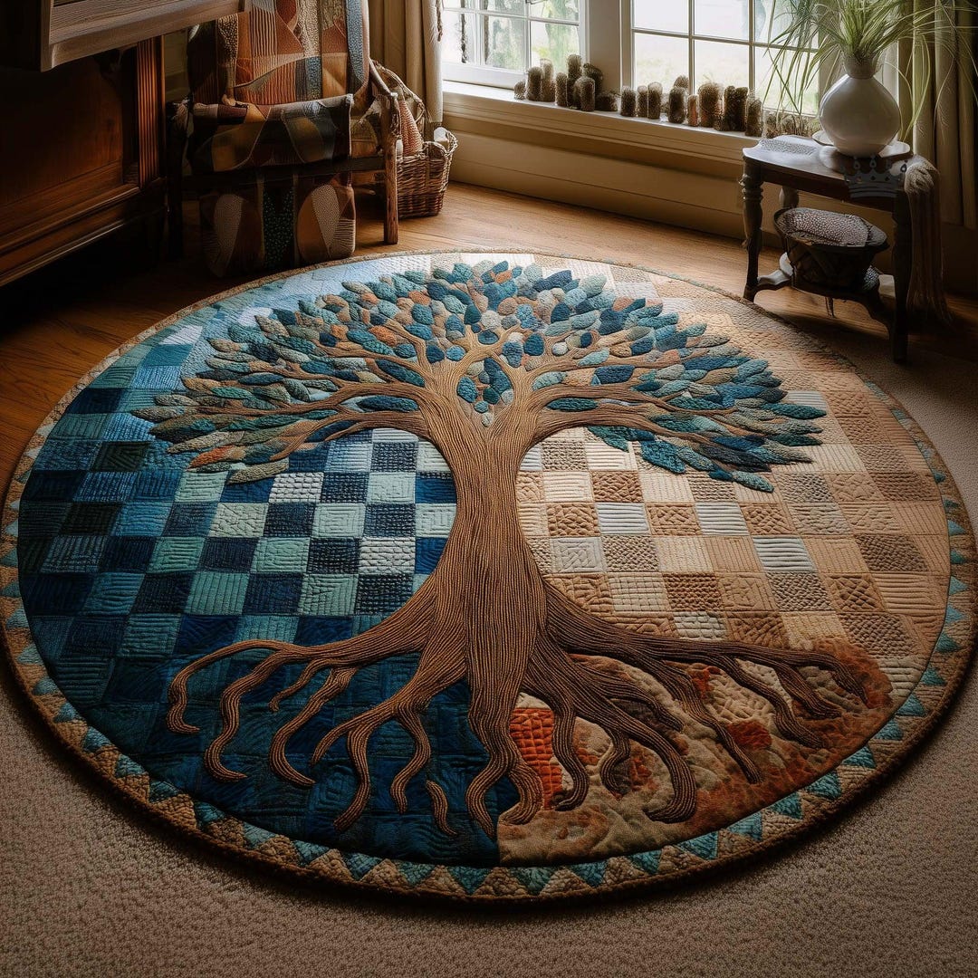 Tree of Life Round Mat, Celtic Design, Spiritual Decor, Boho Mandala ...