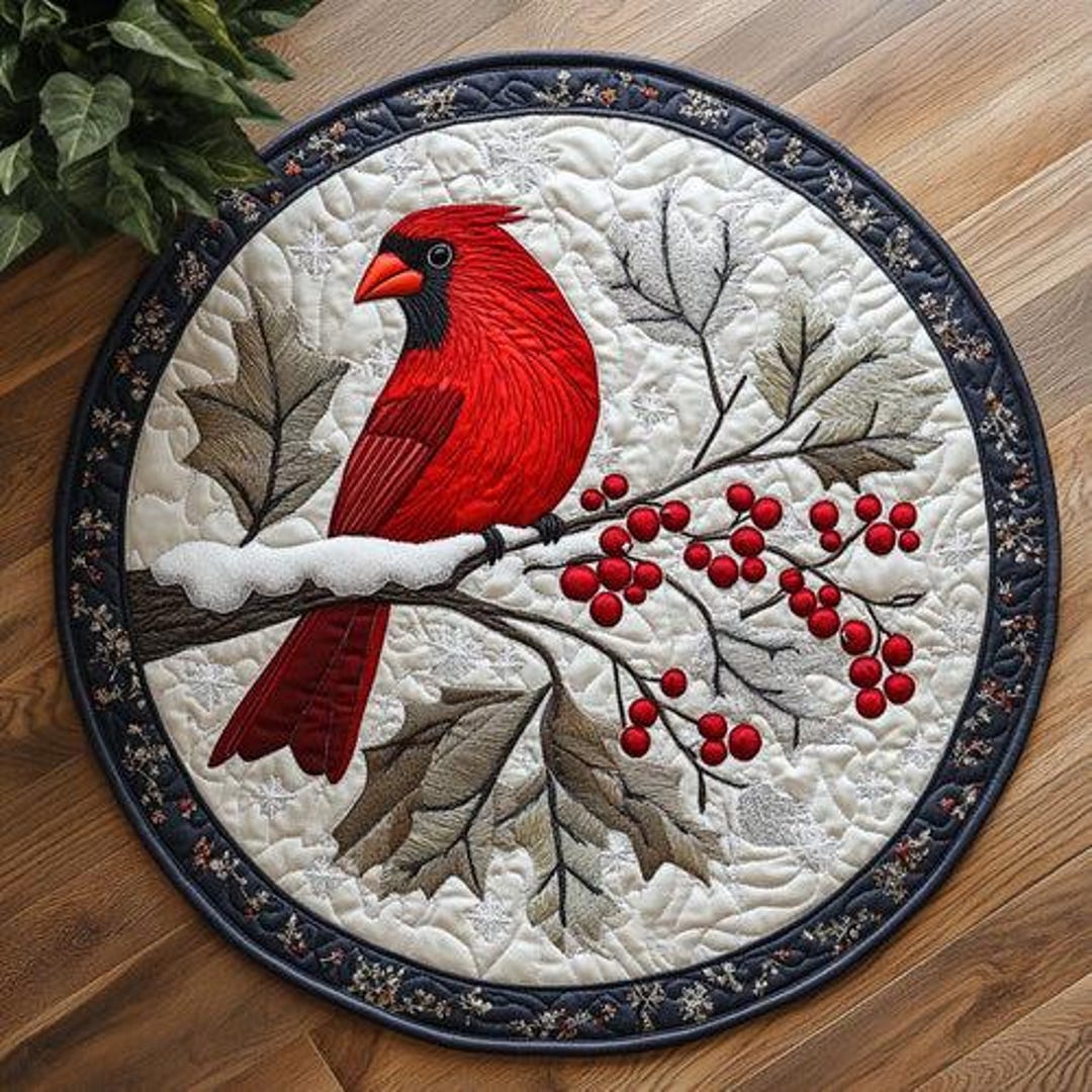 Red Cardinal Printed Round Rug, Winter Bird Nature Home Decor - Etsy