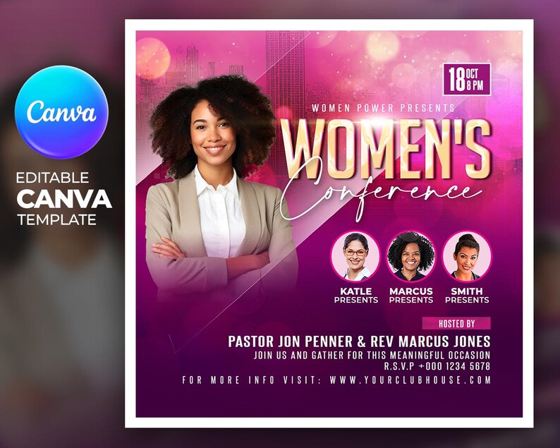 Women’s Conference Flyer | Editable Canva Template | Church & Event ...