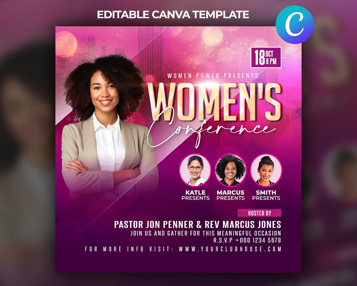 Women’s Conference Flyer | Editable Canva Template | Church & Event ...
