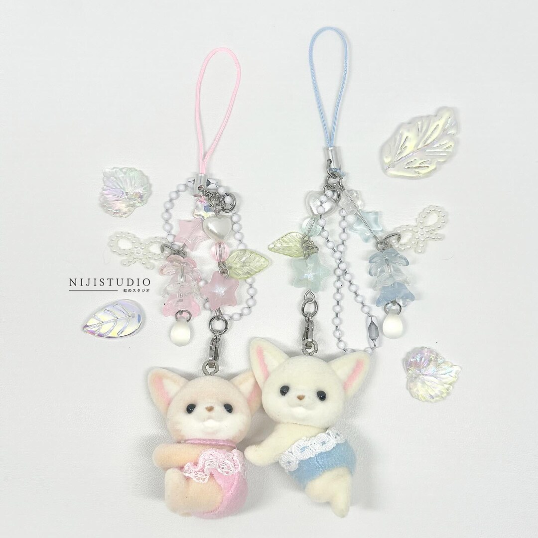 Handmade Fennec Fox Twins Critter Phone Charm Beads Keychain - Etsy