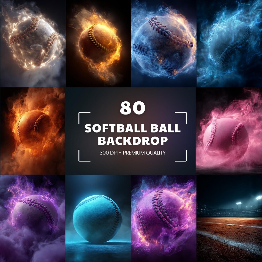 Softball Smoke Photography Backdrop, Sports Poster (digital Download ...