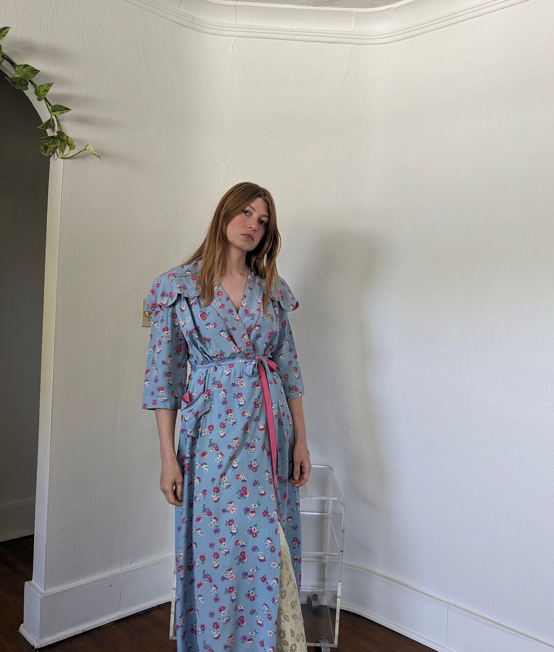 1940s Lamb Print Dressing Gown Robe by Textron - 40s Novelty Print Cold ...