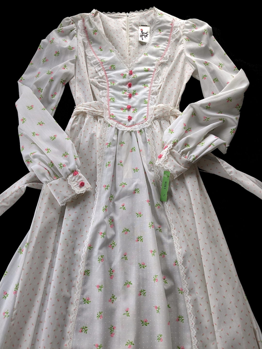 1970s Jody T Rose Floral Prairie Dress new Old Stock 28 Waist - Etsy
