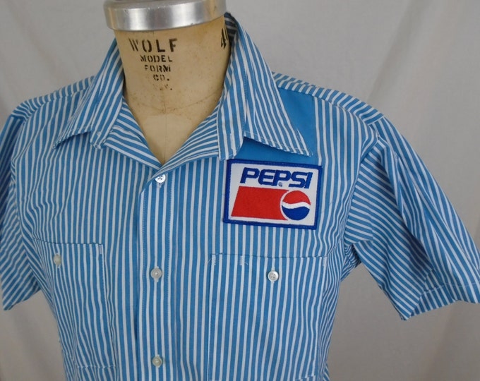 Vintage Pepsi Striped Uniform/work Shirt XL by Protexall Galesburg IL ...