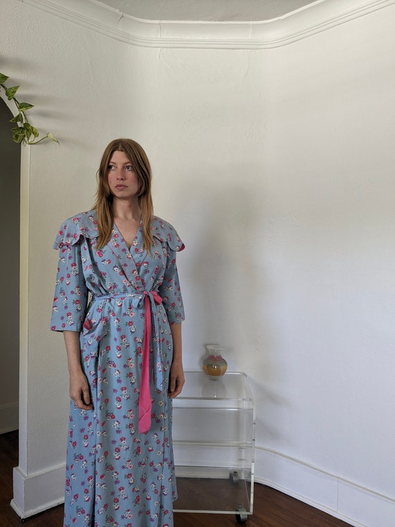 1940s Lamb Print Dressing Gown Robe by Textron - 40s … - Gem