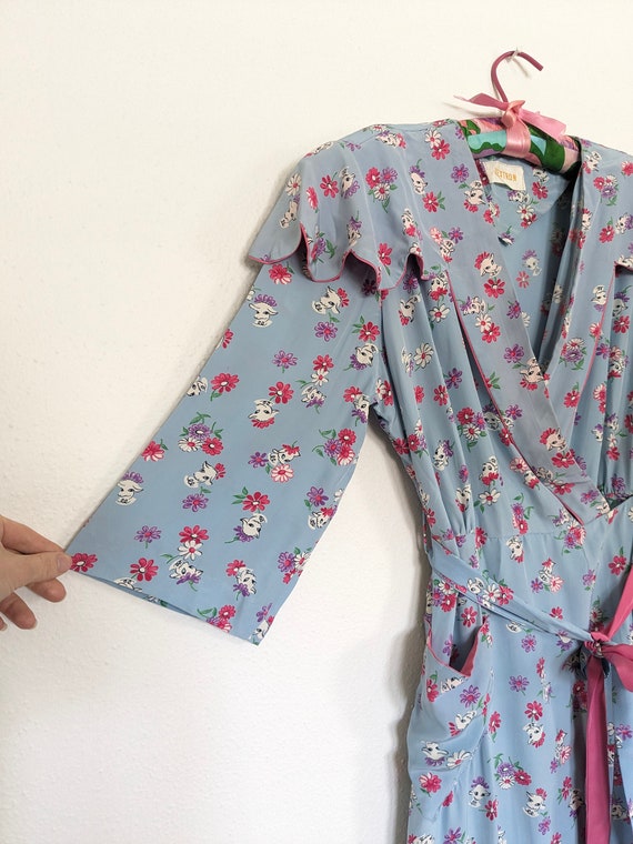 1940s Lamb Print Dressing Gown Robe by Textron - 40s … - Gem