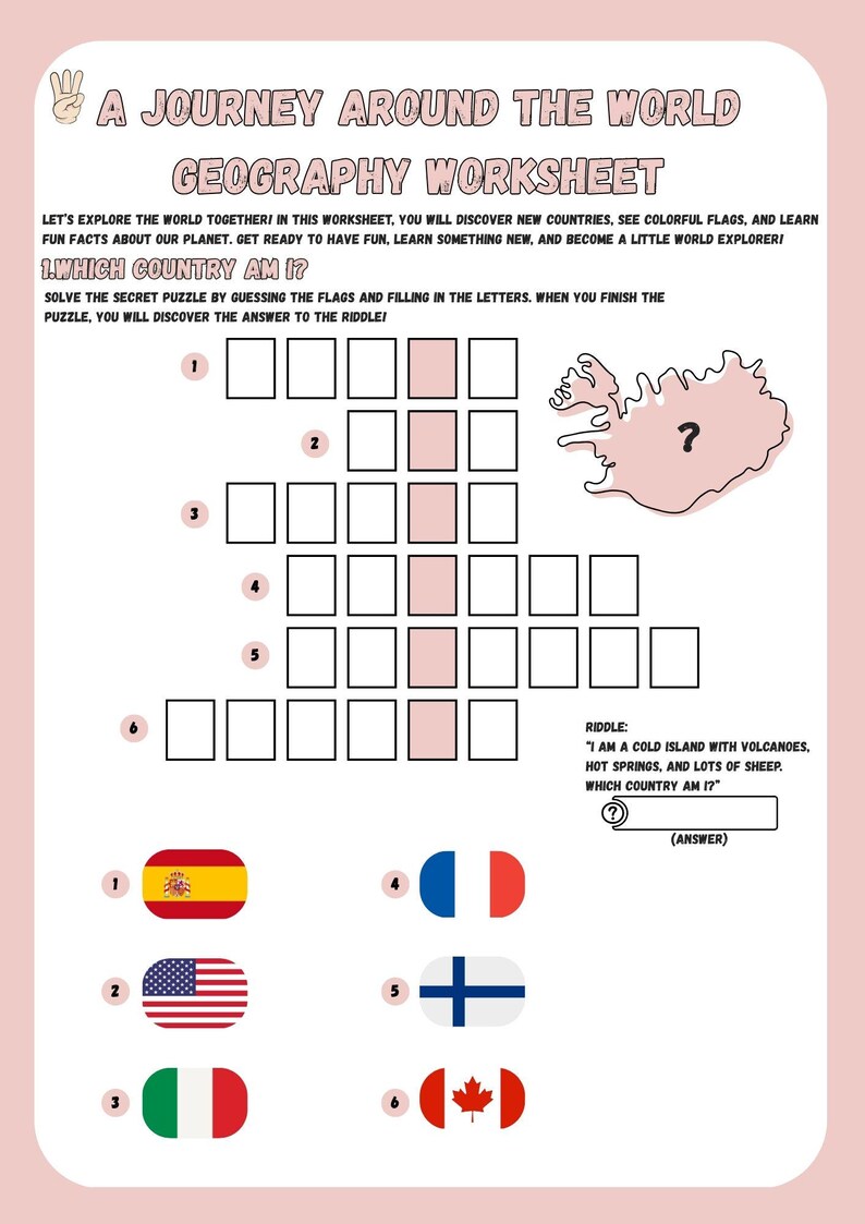 Geography Worksheets for Kids - Etsy