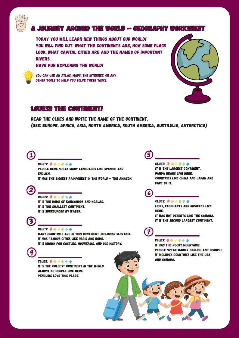 Geography Worksheets for Kids - Etsy