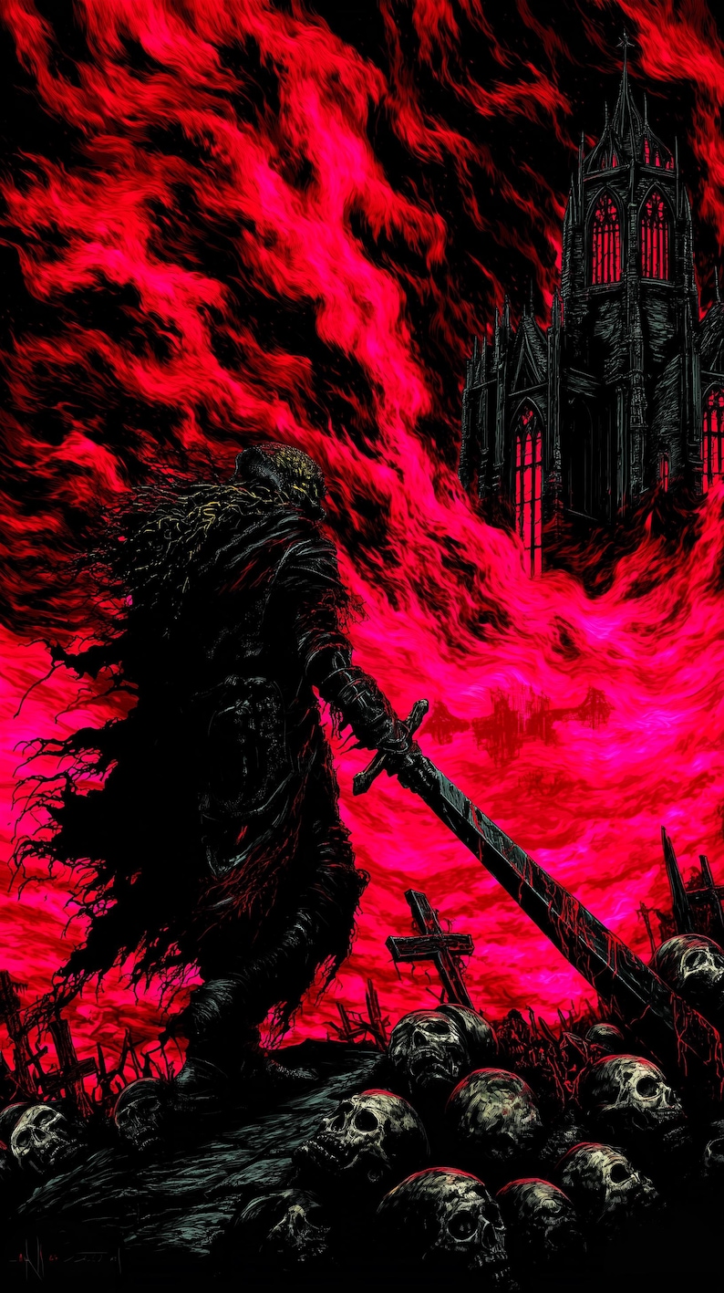 Infernal Crusade — Dark Red Skull & Gothic Horror Wallpaper Pack - Etsy