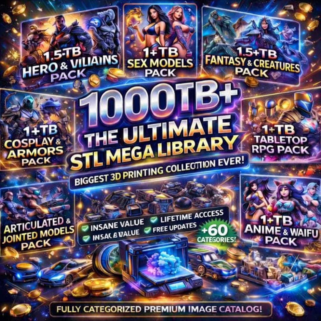 Buy 40,00,000+ STL Models 3D Print Collection | 1000 TB Library ...
