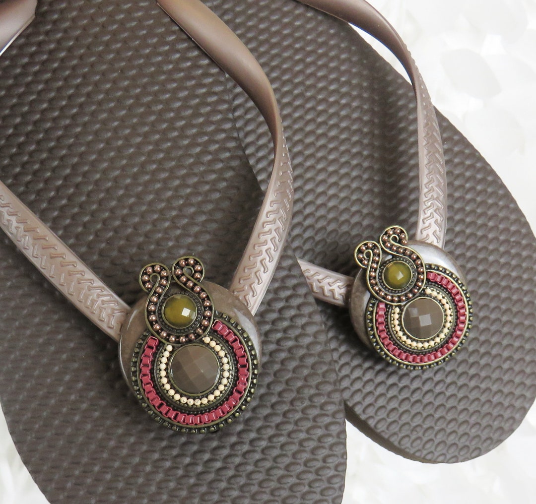 Bronze and Copper Color Flip Flop Clips Wrapping Charms for Sandals ...