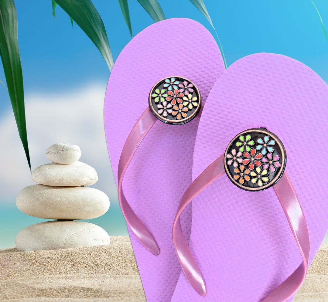 Multi-color Flowers Flip Flop Clips for Sandals Crocs Accessories for ...