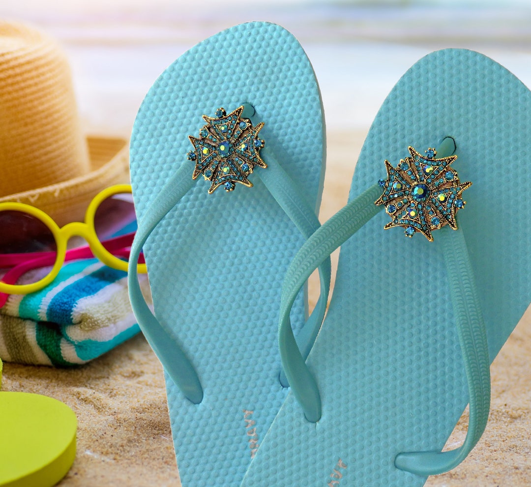 Teal Flip Flop Clips, Hostess Gift, Summer Sandal Accessories, Unique ...