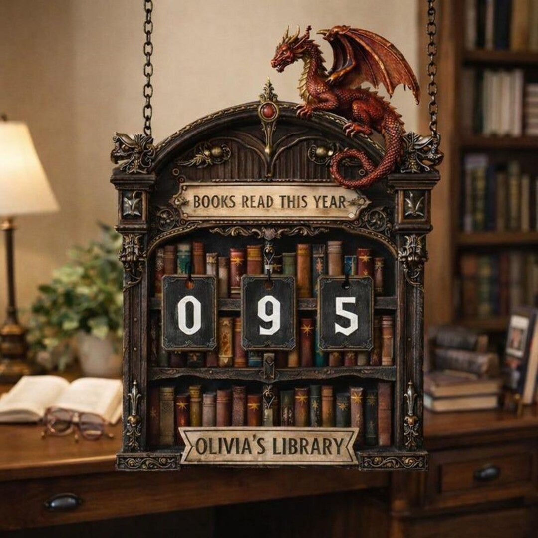 Personalized Books Read Tracker Sign, Dragon Library Decor, Books Read ...