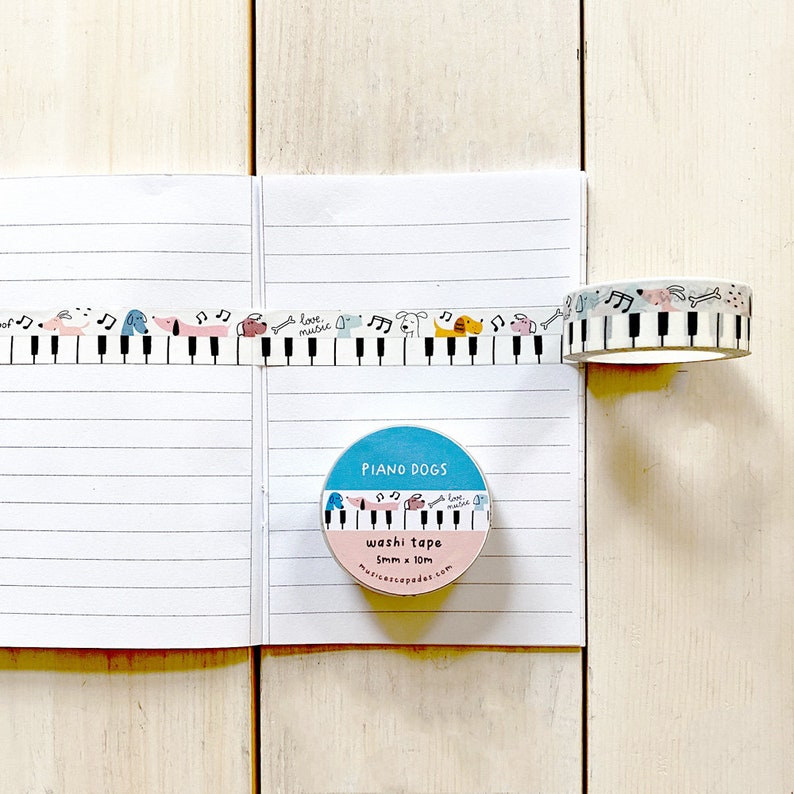 Piano Keys Music Staff Lines Decorative Washi Tape, 10m Full Roll Washi ...