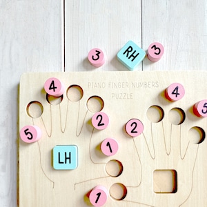 Piano Finger Numbers Wooden Puzzle, Piano Lessons, Music Teaching Tool ...
