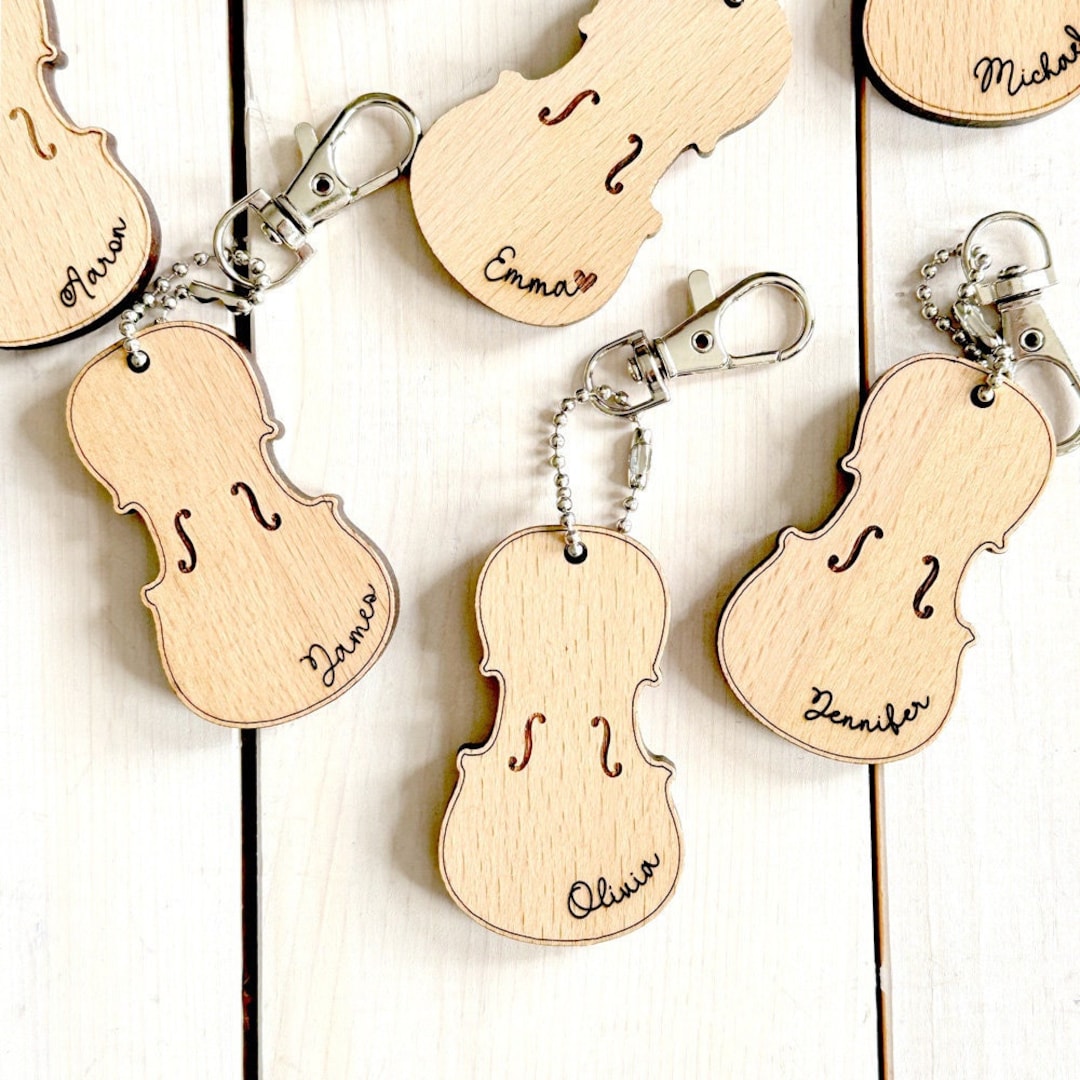 Personalized Wooden Violin Keychain, Musician Gift, Wooden Keychain ...