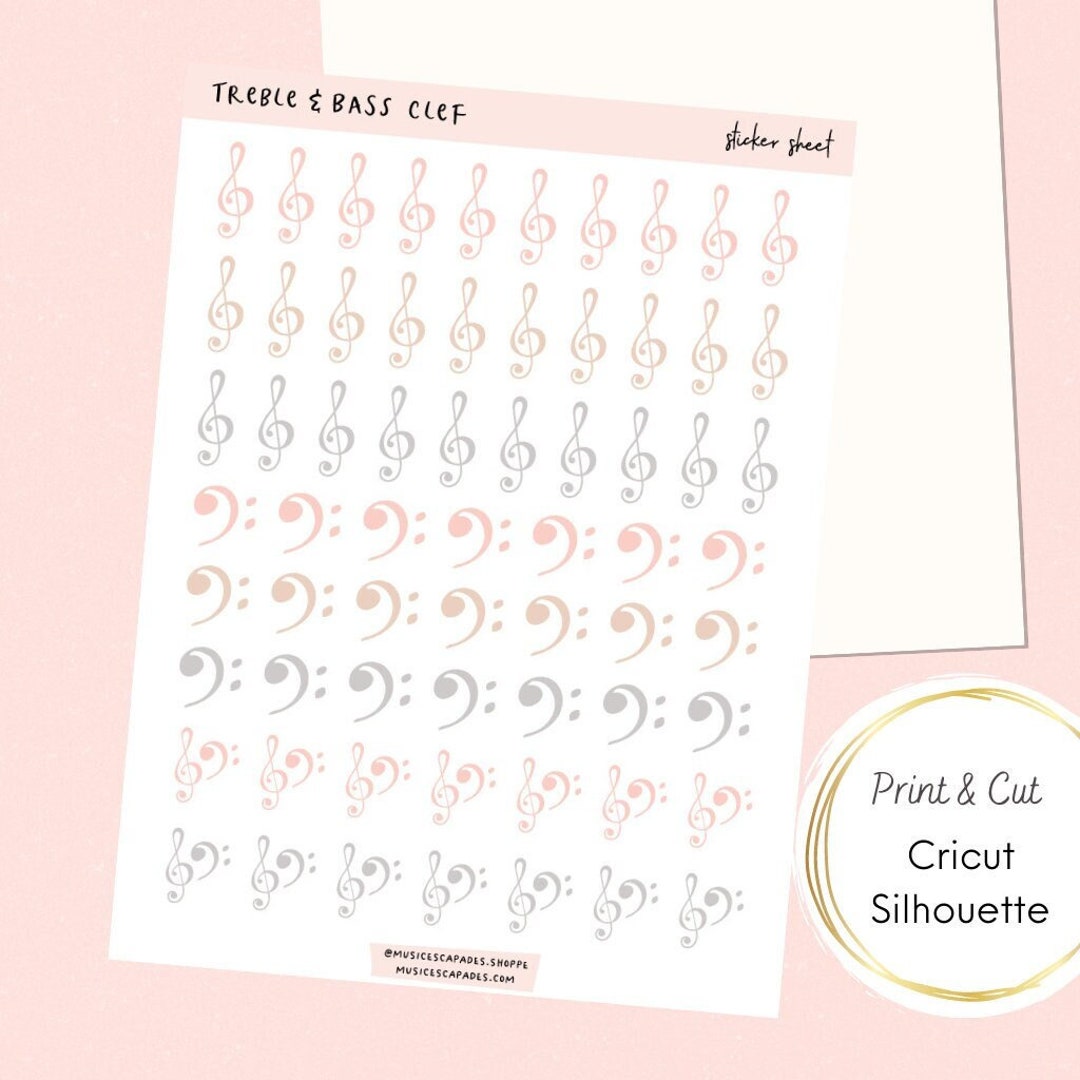 Treble & Bass Clef Printable Planner Stickers| Cricut and Silhouette ...