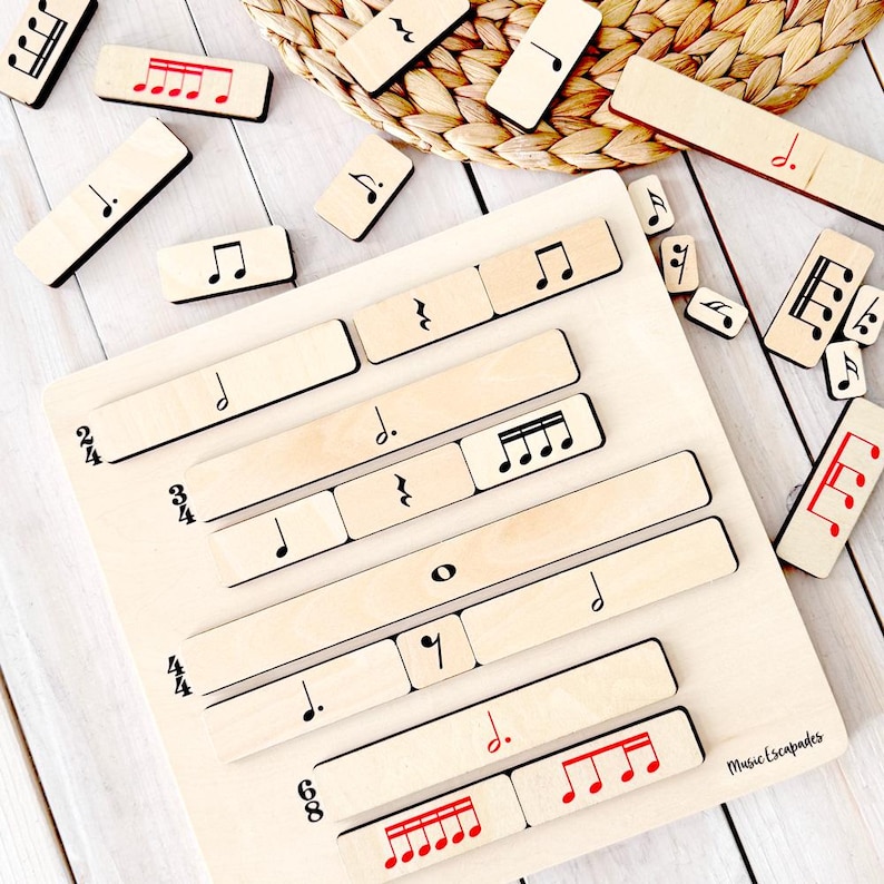 Wooden Music Note Rhythm Fraction Tiles and Puzzle for Music Center ...