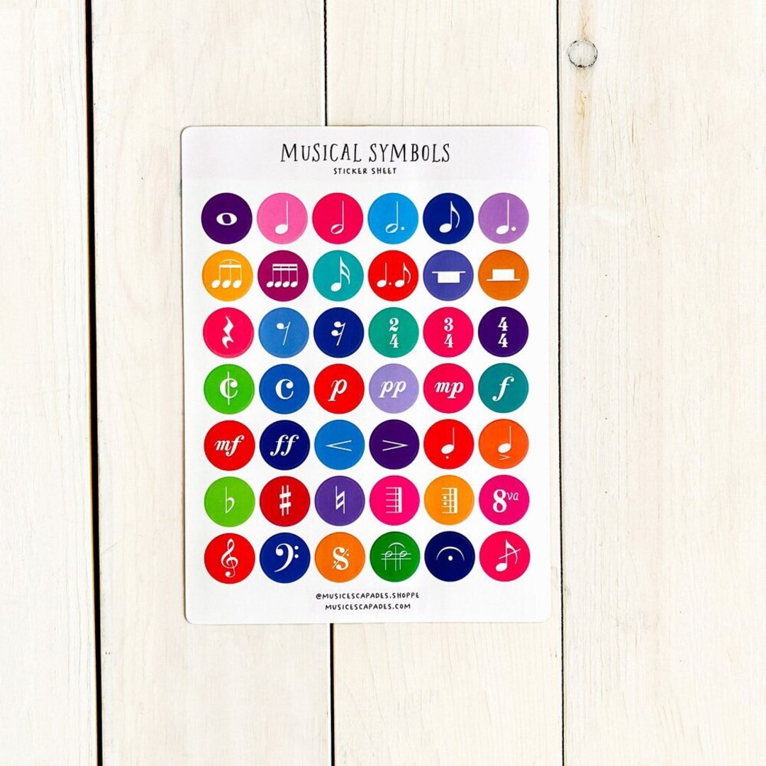 Musical Symbols Vinyl Sticker Sheet - Etsy