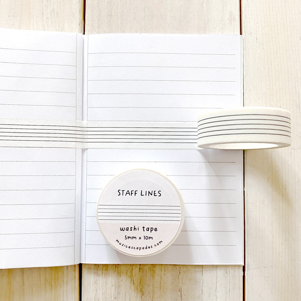 Piano Keys Music Staff Lines Decorative Washi Tape, 10m Full Roll Washi ...