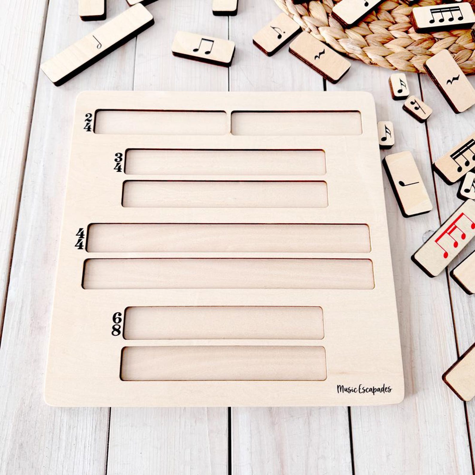 Wooden Music Note Rhythm Fraction Tiles and Puzzle for Music Center ...