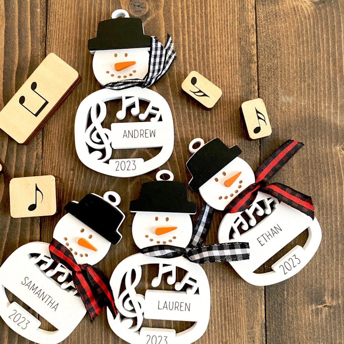 Personalized Wooden Musical Snowman Ornament, Custom Christmas Stocking ...