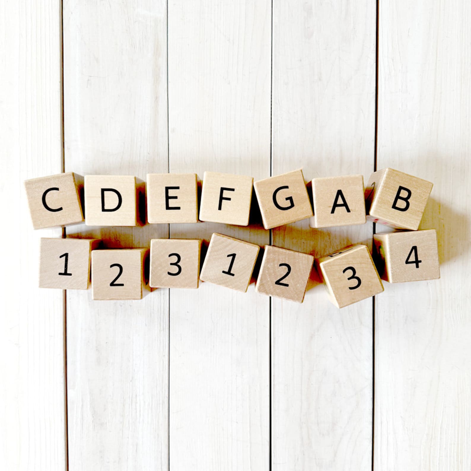 Musical Alphabet Wooden Blocks, Piano Lessons, Music Teaching Tool ...