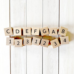 Musical Alphabet Wooden Blocks, Piano Lessons, Music Teaching Tool ...