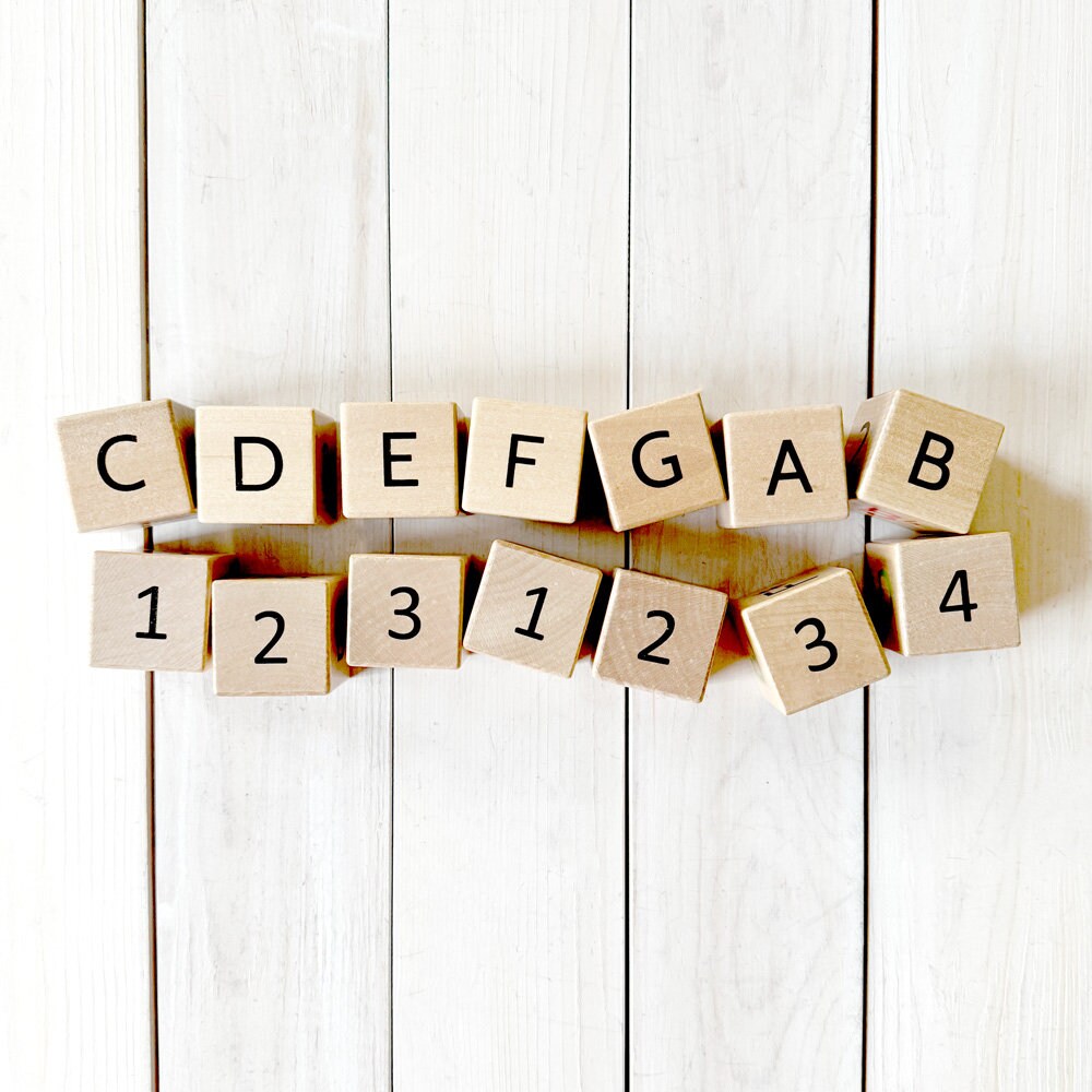 Musical Alphabet Wooden Blocks, Piano Lessons, Music Teaching Tool ...