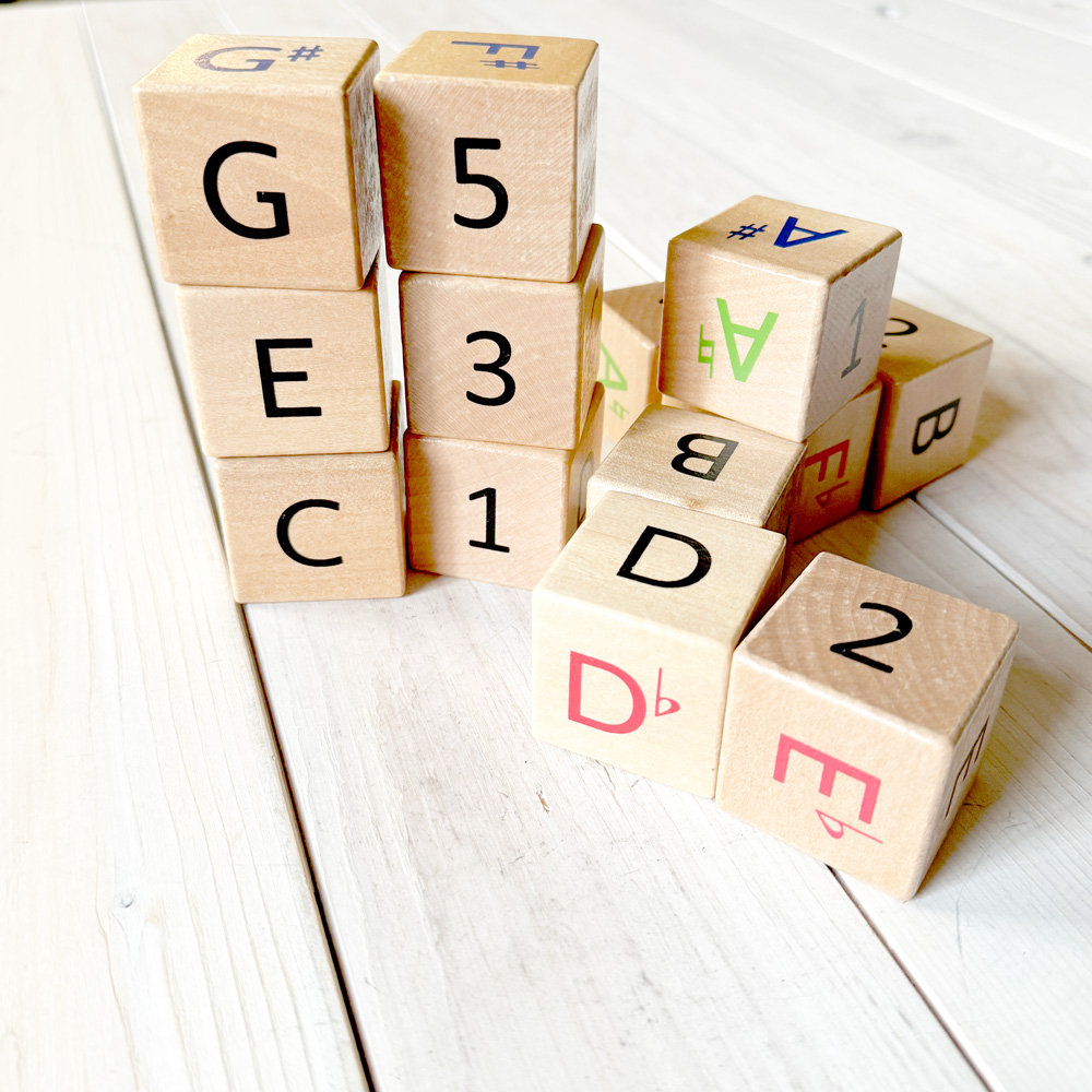 Musical Alphabet Wooden Blocks, Piano Lessons, Music Teaching Tool ...
