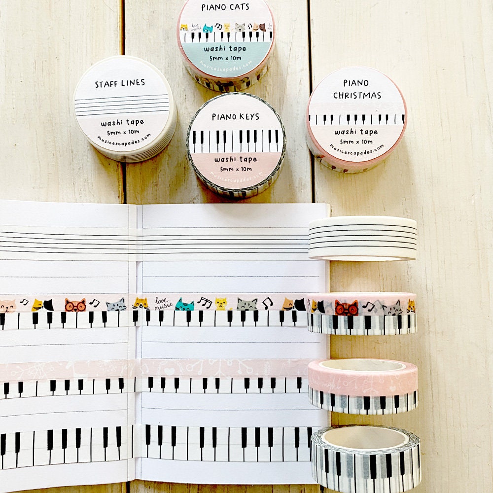Piano Keys Music Staff Lines Decorative Washi Tape 10m Full - Etsy