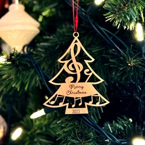 Personalized Wooden Christmas Tree Ornament, Musician Gift, Music ...