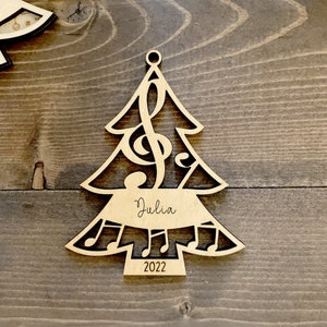 Personalized Wooden Christmas Tree Ornament, Musician Gift, Music ...