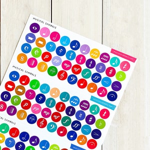 Musical Symbols Vinyl Sticker Sheet - Etsy