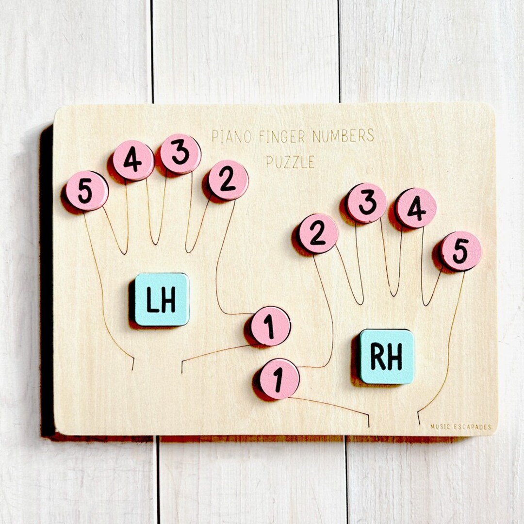 Piano Finger Numbers Wooden Puzzle, Piano Lessons, Music Teaching Tool ...