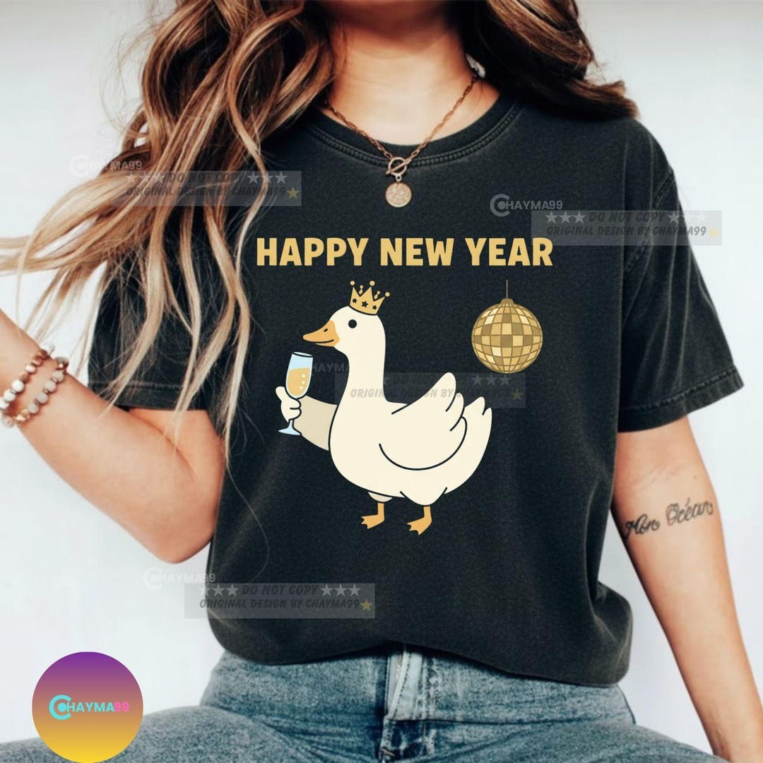 Happy New Year Crew 2026 New Year Silly Goose Matching PNG, Funny Goose ...