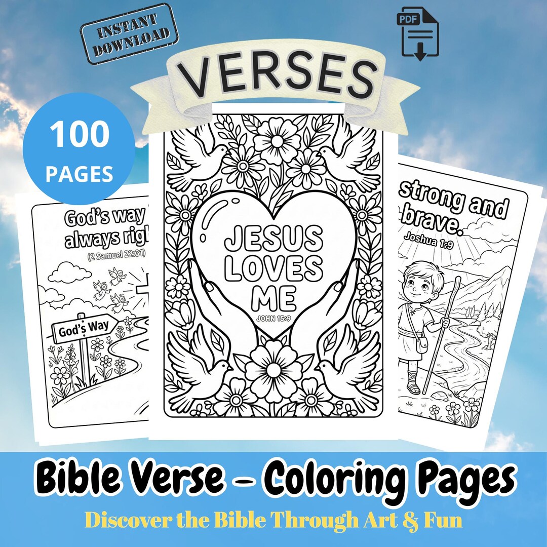 Bible Verse Coloring Pages for Kids – Christian Coloring Book, Sunday ...